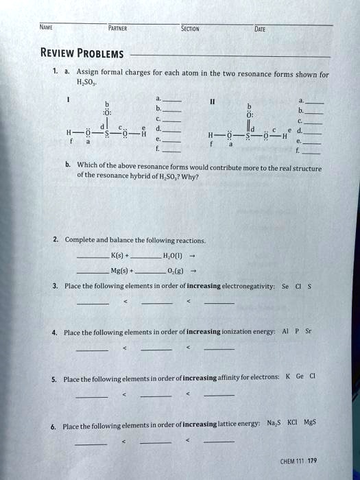 review problems assign formal charges for each jam the two resonance forms shown for hso h 06 ...