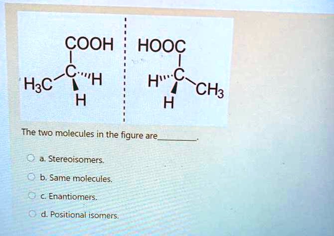SOLVED:COOH HOOC G"H H3C H"c CH3 H H The twO molecules in the figure ...