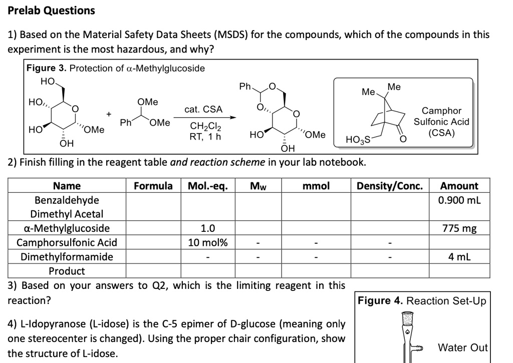 SOLVED: Prelab Questions 1) Based on the Material Safety Data Sheets (MSDS) for the compounds ...