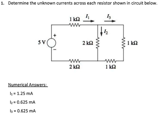 Determine the unknown currents across each resistor shown in the ...