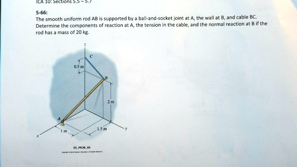 ICA 10: Sections 5.5 – 5.7 5-66: The smooth uniform rod AB is supported by a ball-and-socket ...