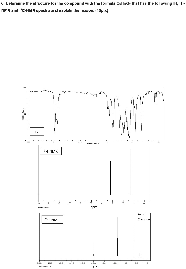SOLVED: Determine the structure for the compound with the formula CsHi2Oz that has the following ...