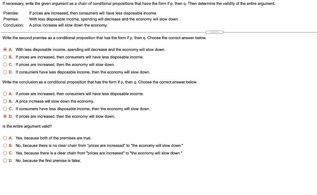 SOLVED: If necessary; write the given argument as chain of conditional ...