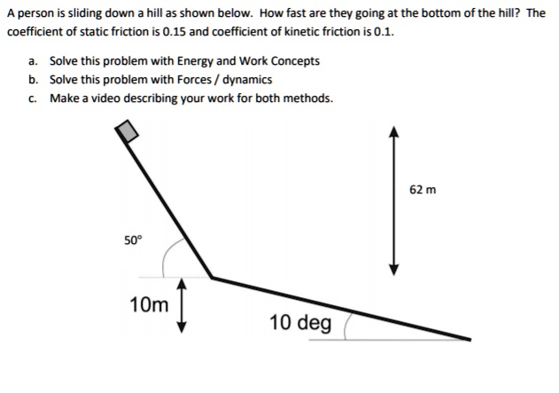 Person is sliding down hill as shown below how fast are they...