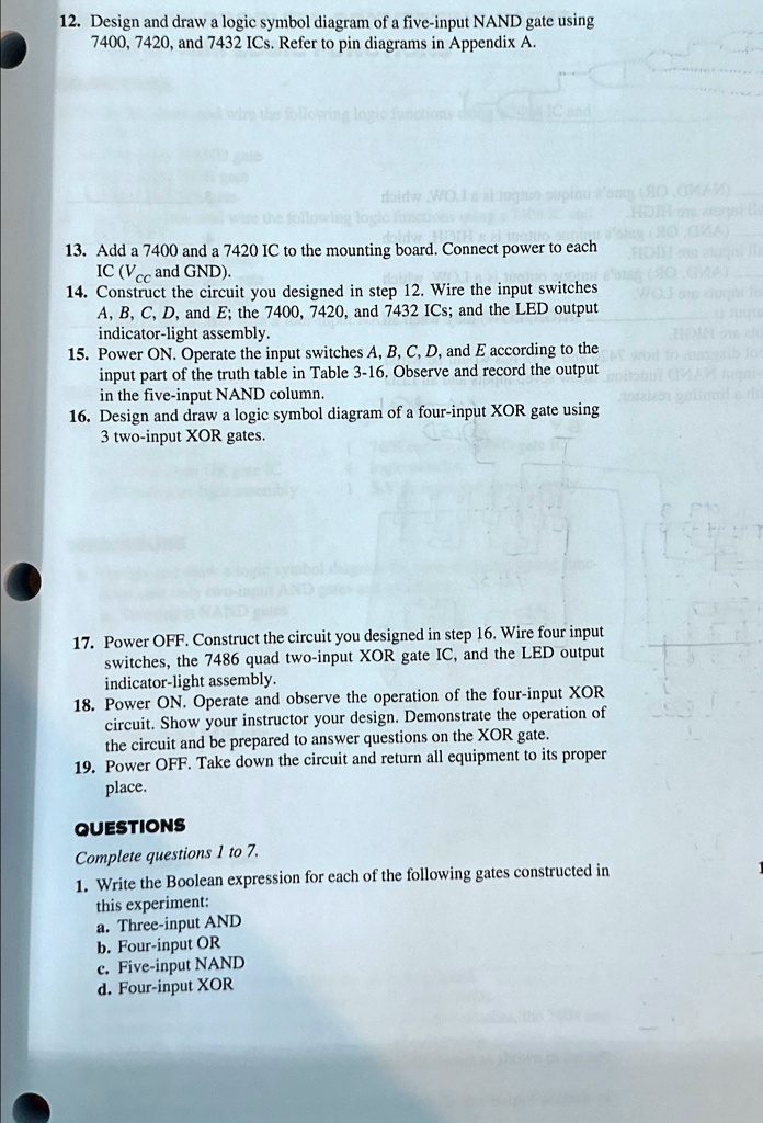 12. Design and draw a logic symbol diagram of a five-input NAND gate ...