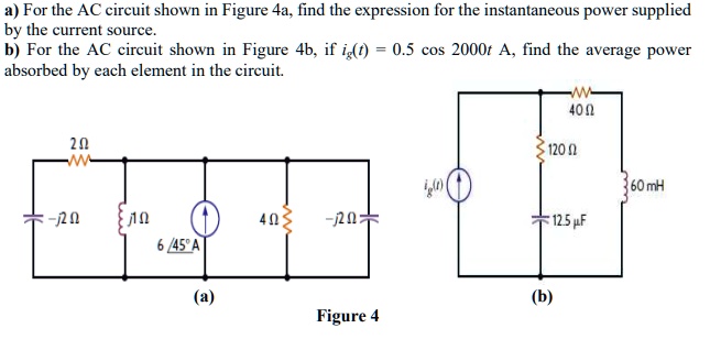 SOLVED: 4) For the AC circuit shown in Figure 4a, find the expression ...
