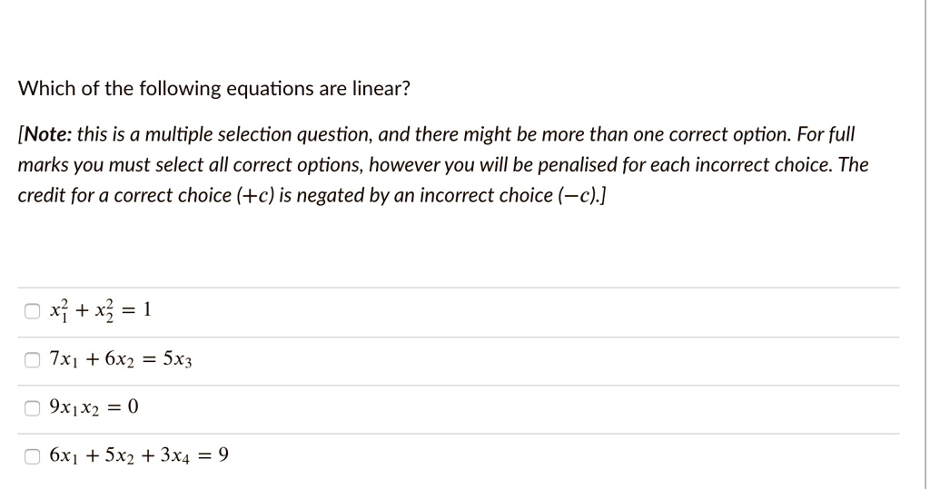 SOLVED:Which of the following equations are linear? [Note: this is a ...