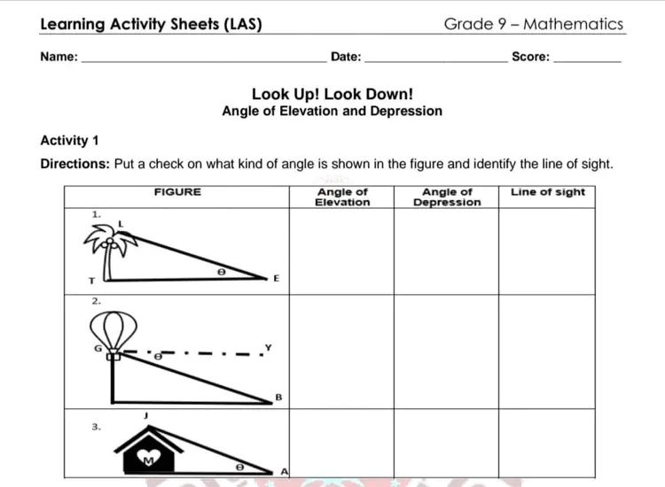 learning activity sheets las grade 9 mathematics name date score look ...