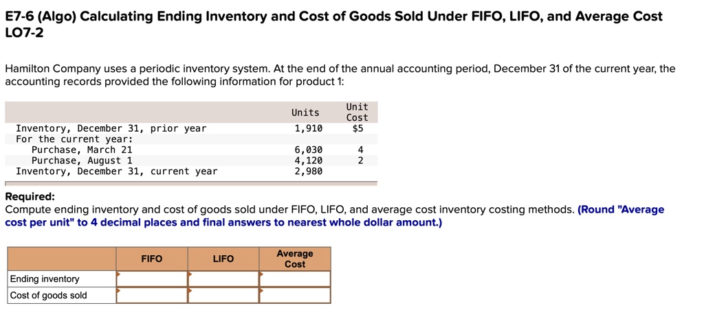 e7 6 aigo calculating ending inventory and cost of goods sold under ...