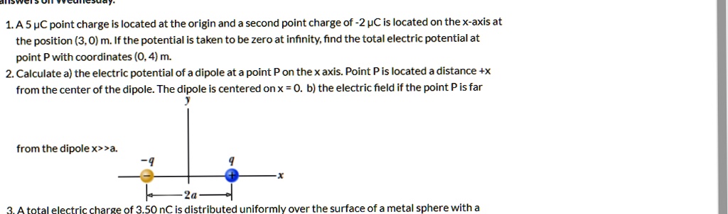 SOLVED: A 5 C point charge is located at the origin and a second point charge of -2 Î¼C is ...