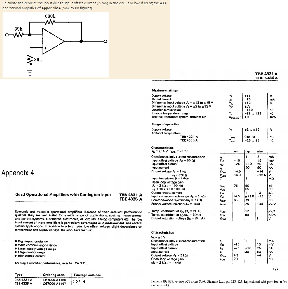 Solved Calculate The Error At The Input Due To Input Offset Current 5203