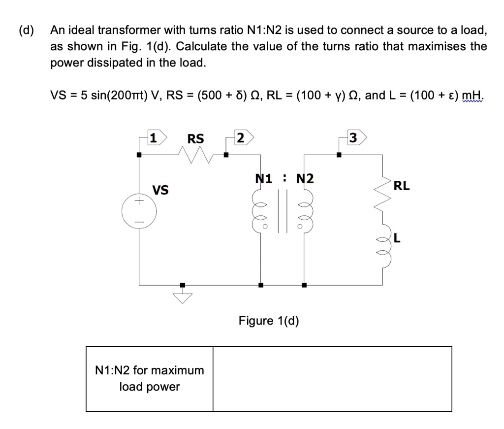 SOLVED: Please post LTSpice circuit too (d) An ideal transformer with ...