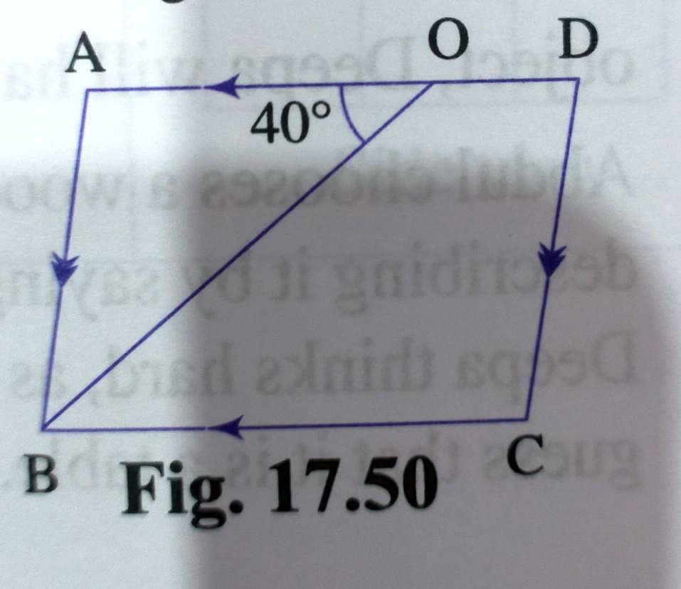SOLVED: In parallelogram ABCD shown in Figure 17.50, BO bisects angle ABC. If angle AOB = 40Â ...