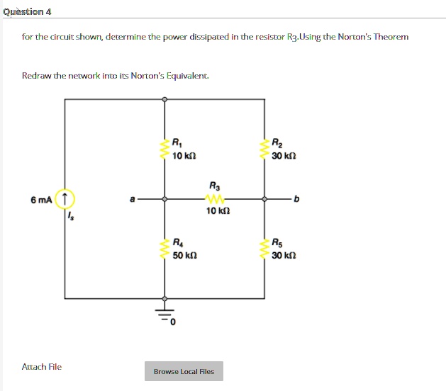 SOLVED: For the circuit shown, determine the power dissipated in the resistor R3 using Norton's ...