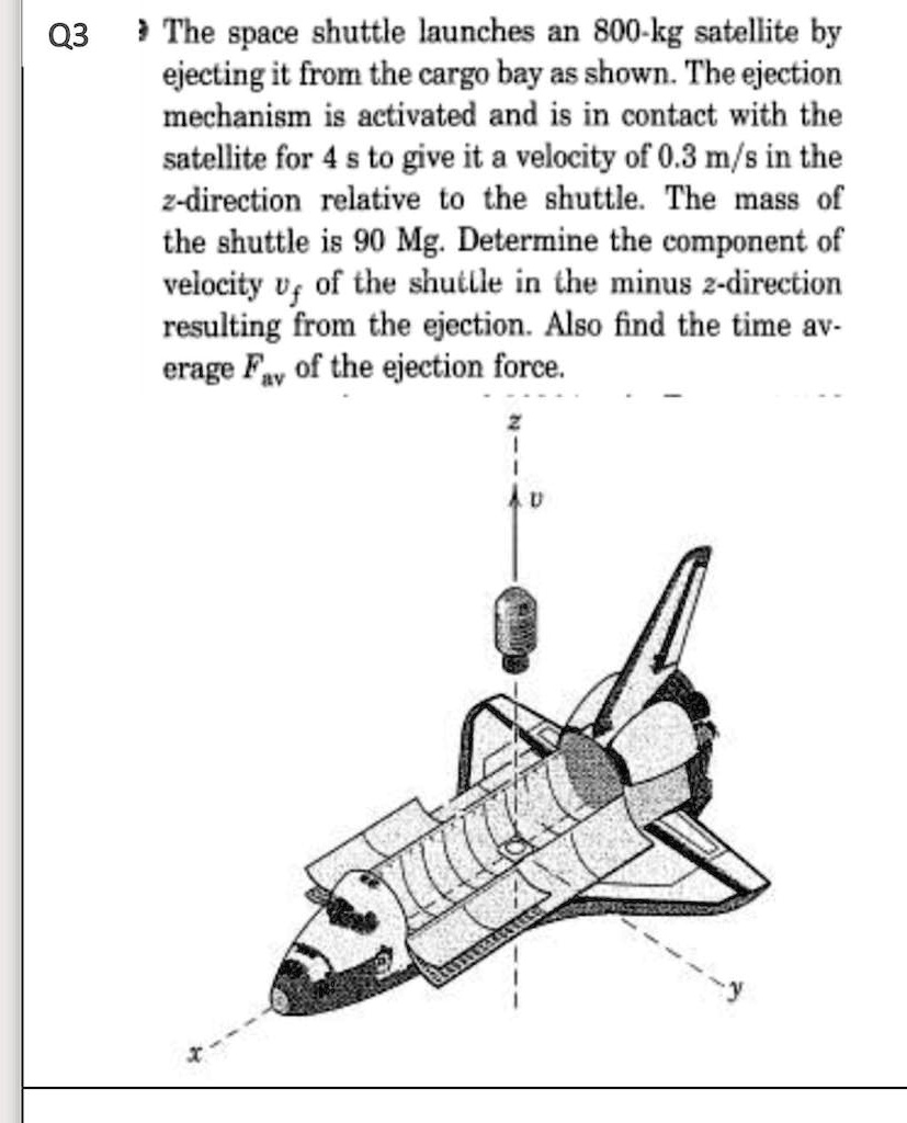 SOLVED: Q3 The space shuttle launches an 800-kg satellite by ejecting ...