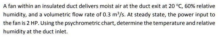 SOLVED: A fan within an insulated duct delivers moist air at the duct ...