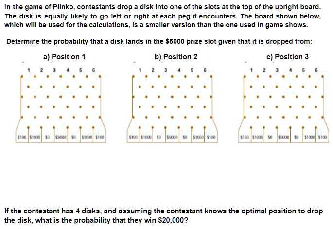 In the game of Plinko contestants drop disk into one of the slots at ...