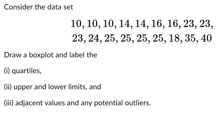 SOLVED: Consider the data set 10,10,10,14,14,16,16,23,23, 23, 24,25,25 ...