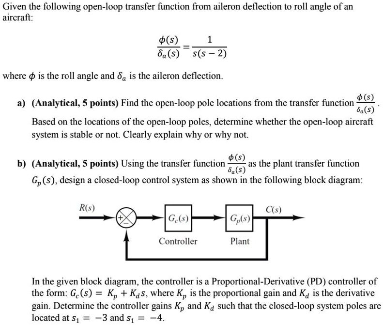 Solved Given The Following Open Loop Transfer Function From Aileron