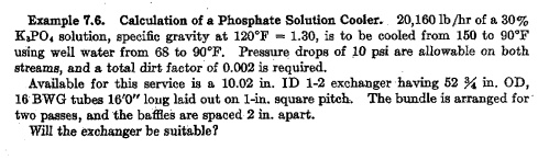 Example 7.6. Calculation of a Phosphate Solution Cooler. 20,160 lb/hr ...