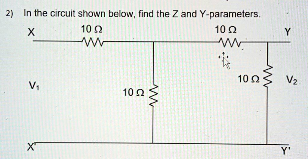 In the circuit shown below, find the Z and Y-parameters. 2) In the circuit shown below, find the ...