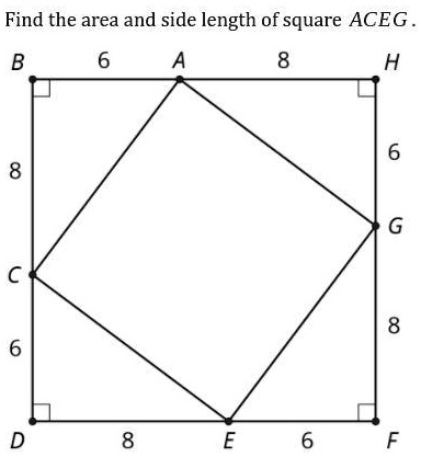 SOLVED: 'Find the area and side length of square ACEG. Find the area ...