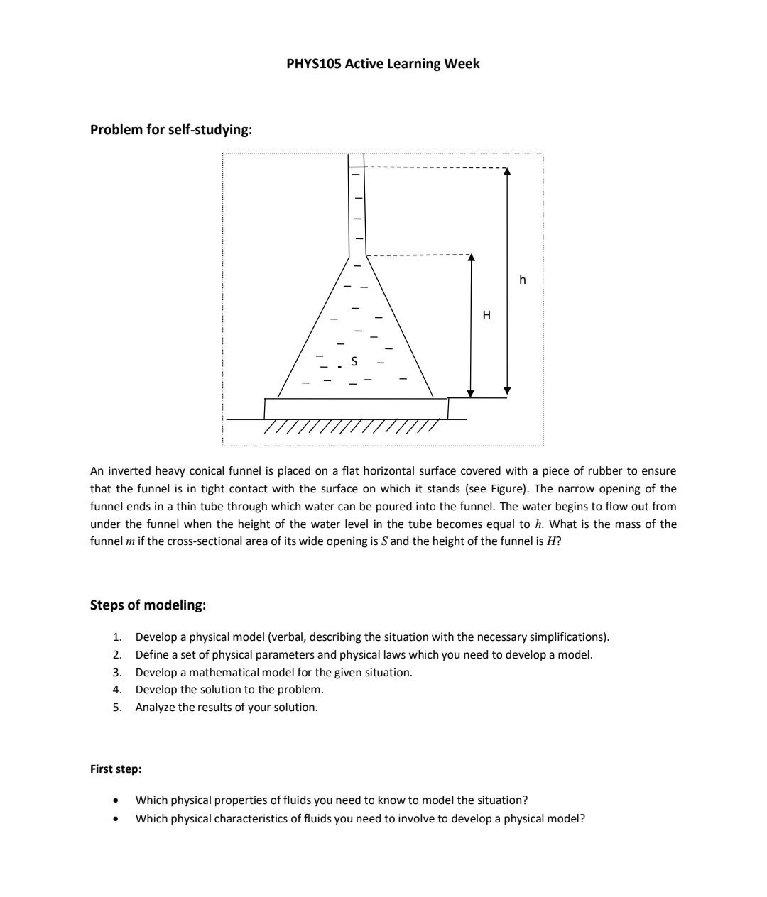 PHYS105 Active Learning Week Problem for self-studying: An inverted ...