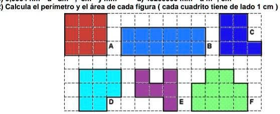 SOLVED: Calcula el perímetro y el área de cada figura ( cada cuadrito ...