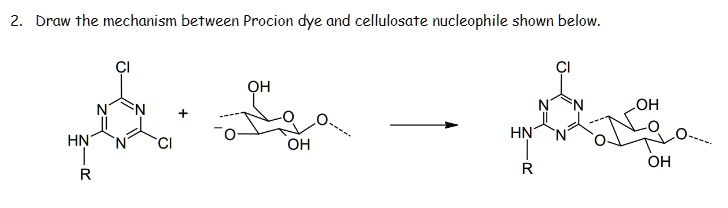 Show mechanism please Draw the mechanism between Procion dye and ...