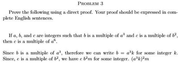 problem prove the following using direct proof your proof shonld be expressed in com plete ...