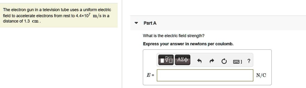 the electron gun in a television tube uses uniform electric field to ...