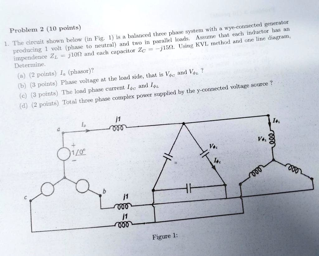 SOLVED: wye-connected generator Problem 2 (10 points) system with a inductor has a balanced ...