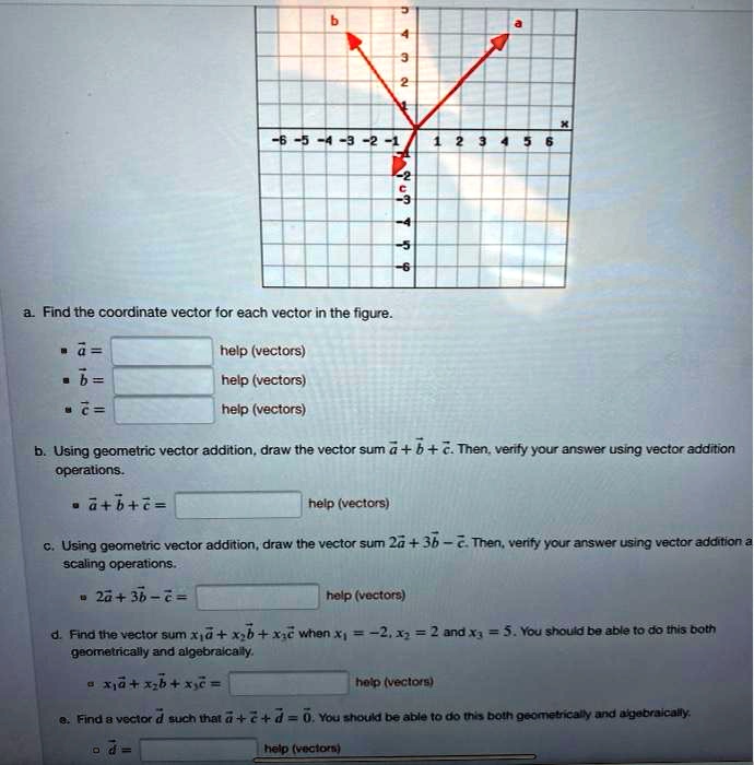 SOLVED: Find the coordinate vector for each vector in the figure. help (vectors) help (vectors ...