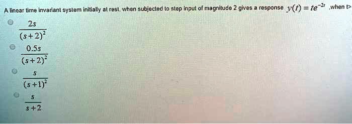 SOLVED:A linear time invariant system initially at rest, when subjected to step Input of ...