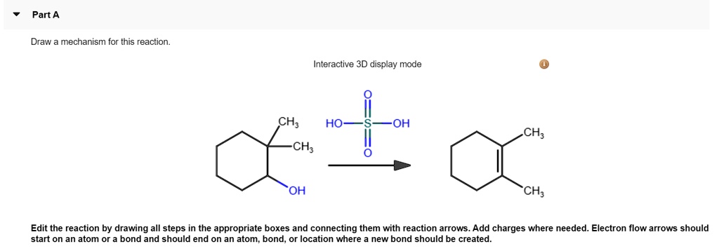 SOLVED: Part A Draw mechanism for this reaction Interactive 3D display mode HO- OH CH; CH; OH ...