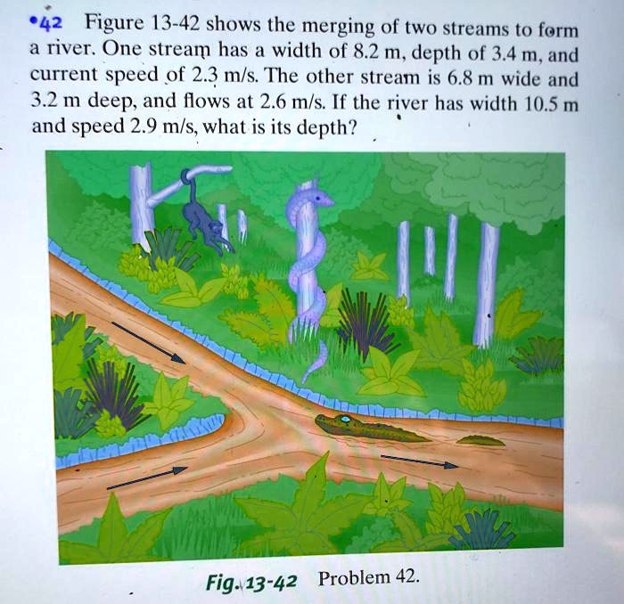 SOLVED: '42 Figure 13-42 shows the merging of two streams to form a ...