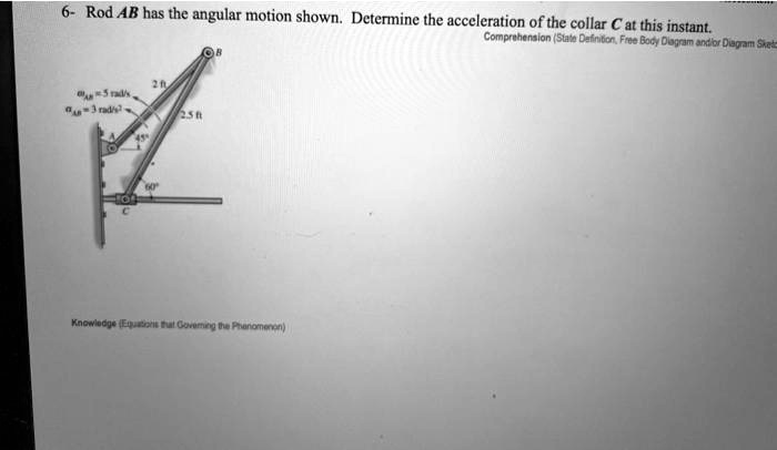 rod ab has the angular motion shown determine the acceleration of the collar c at this instant ...