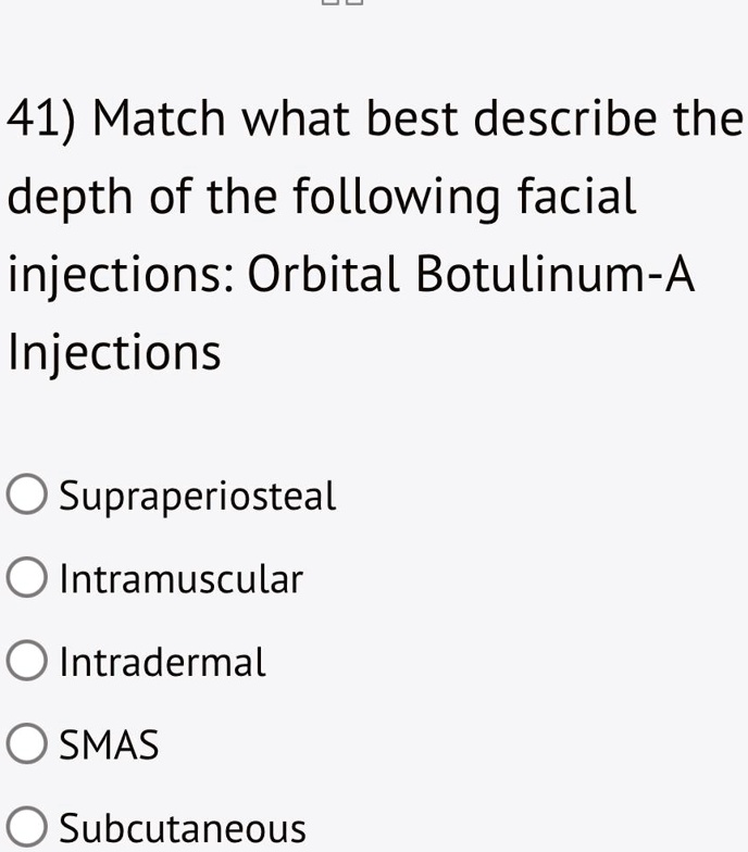 41 match what best describe the depth of the following facial ...
