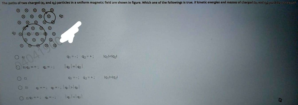 SOLVED: The paths of two charged (4i and 4z) particles in a uniform ...