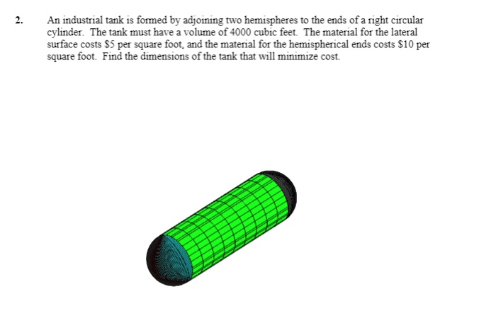 SOLVED: An industrial tank is formed by adjoining two hemispheres to ...