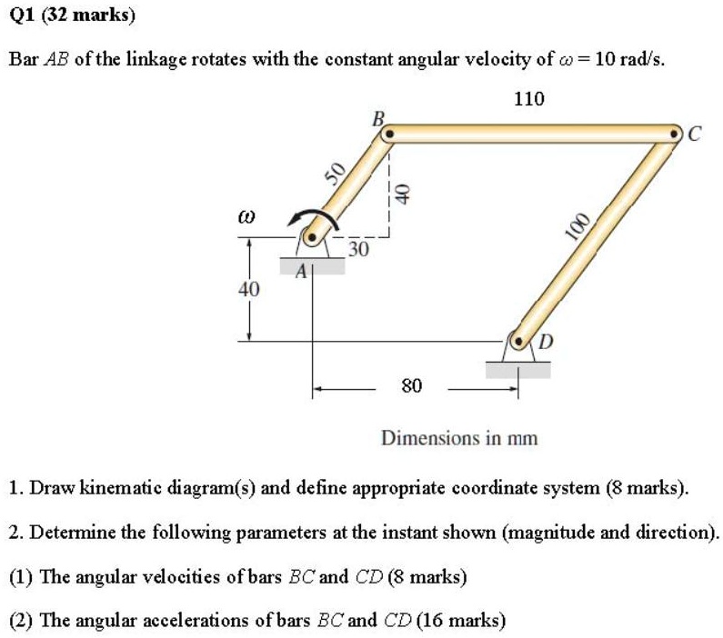 SOLVED: Please include the free body diagram. Q1 (32 marks) Bar AB of ...