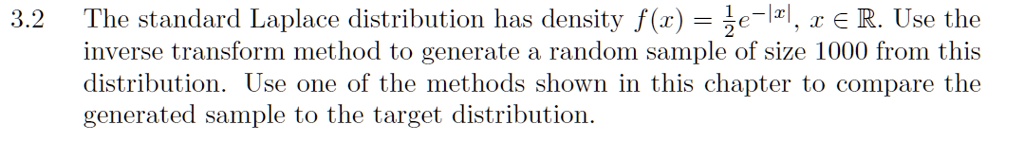Solved 32 The Standard Laplace Distribution Has Density Fr E Irl X € R Use The Inverse