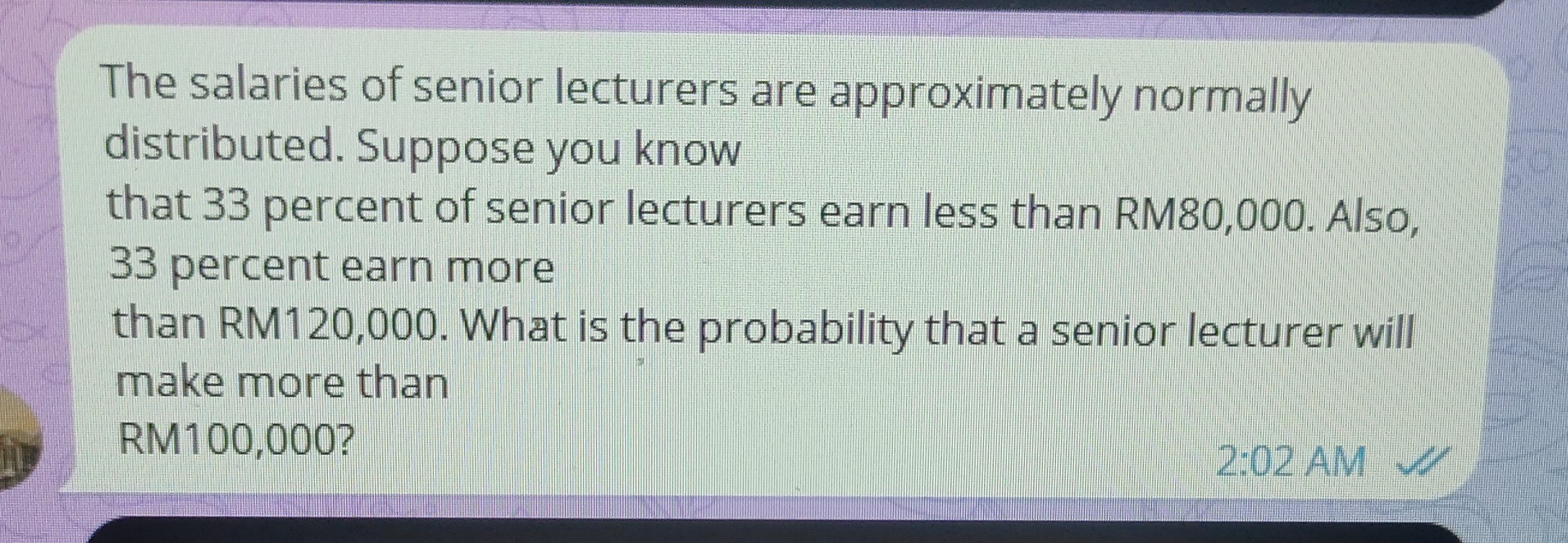 The salaries of senior lecturers are approximately normally distributed ...