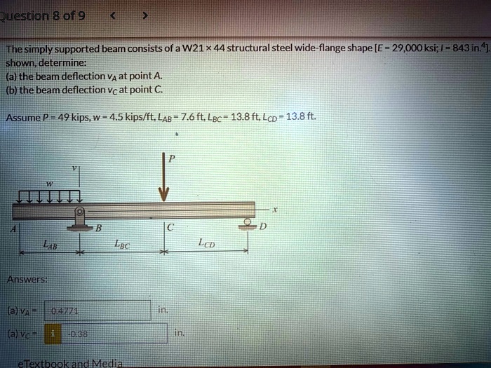 SOLVED: The simply supported beam consists of a W2144 structural steel ...