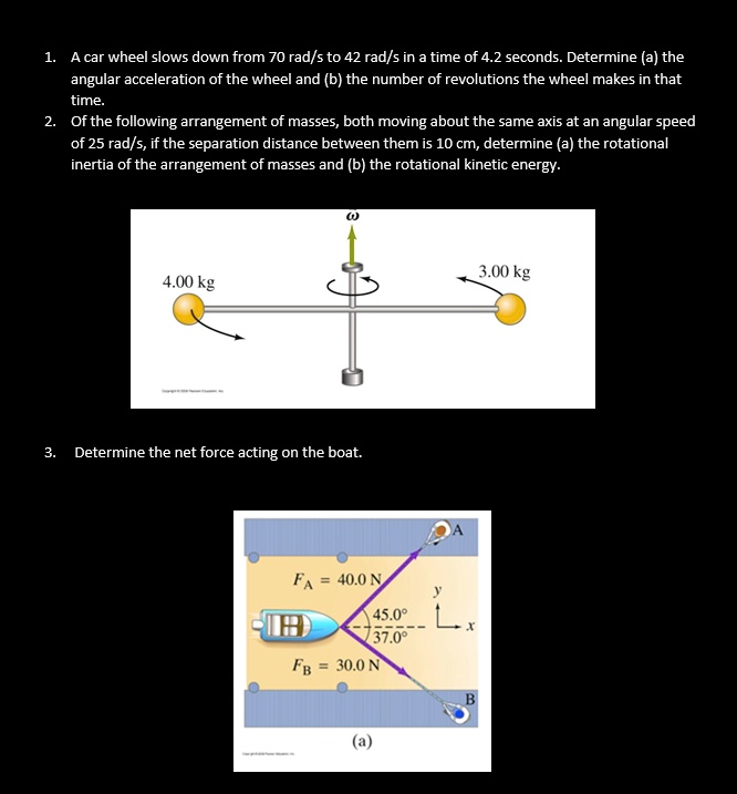 SOLVED: A car wheel slows down from 70 rad/s to 42 rad/s in a time of 4 ...