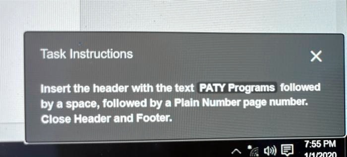 SOLVED: Insert the header with the text PARTY Programs followed by a ...