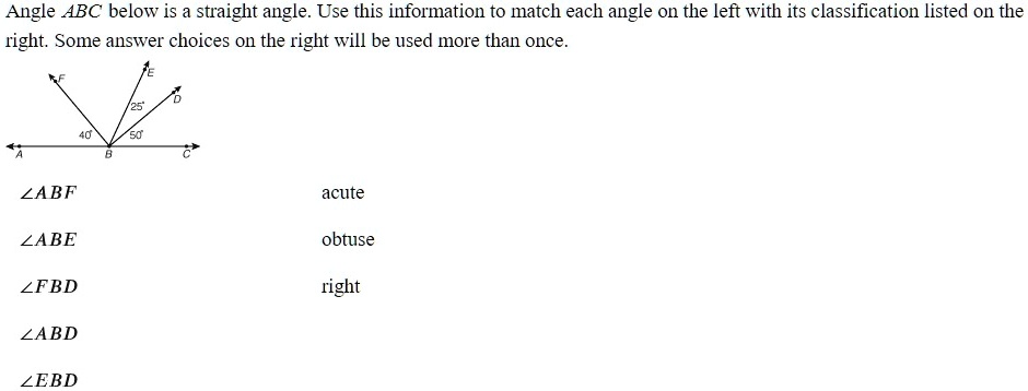 [GET ANSWER] Angle ABC below is a straight angle. Use this information ...