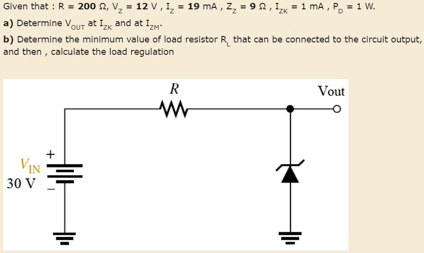 a) Determine VOUT at IZK and at IZM. b) Determine the minimum value of load resistor RL that can ...