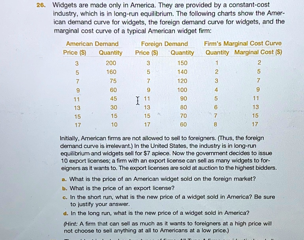 SOLVED: Widgets are made only in America. They are provided by a ...