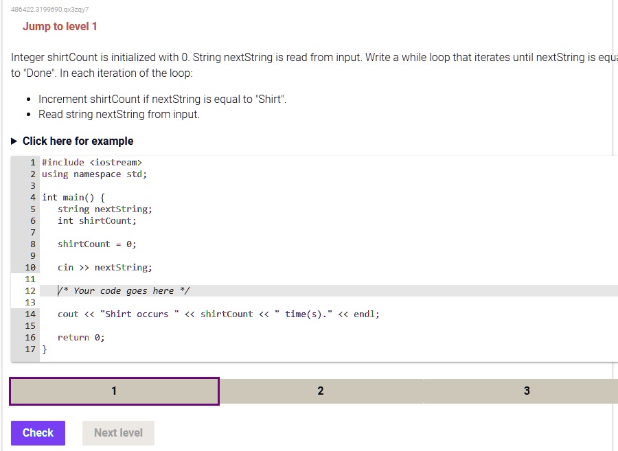 486422.3199690.qx3zqy7 Jump to level 1 Integer shirtCount is initialized with 0. String ...